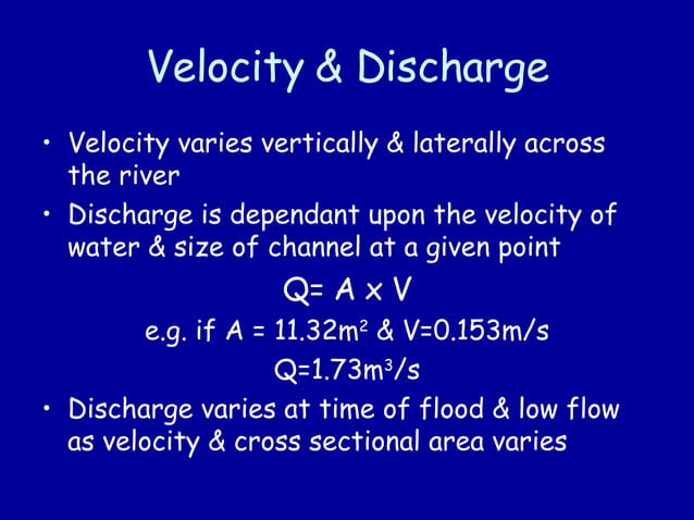 River Channels Velocity And Discharge | PPT