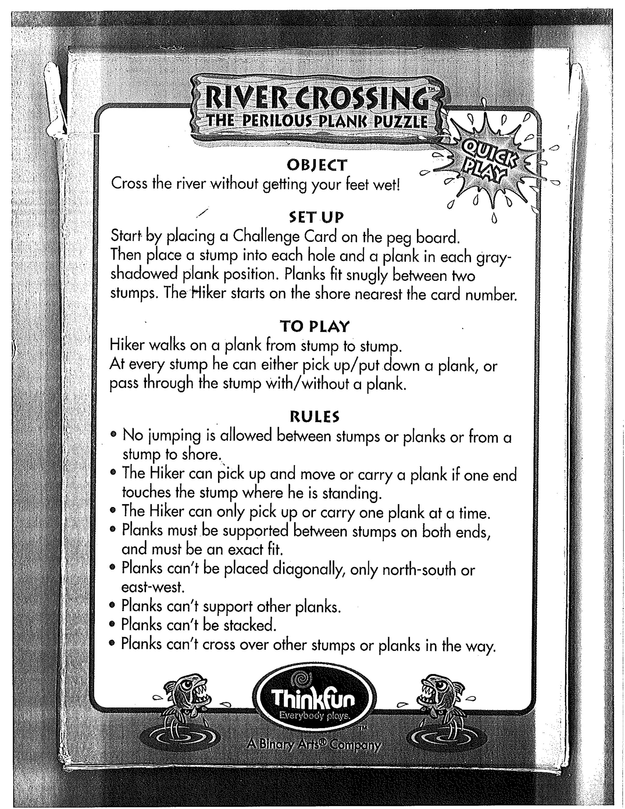 River Crossing Puzzle set from ThinkFun | PDF
