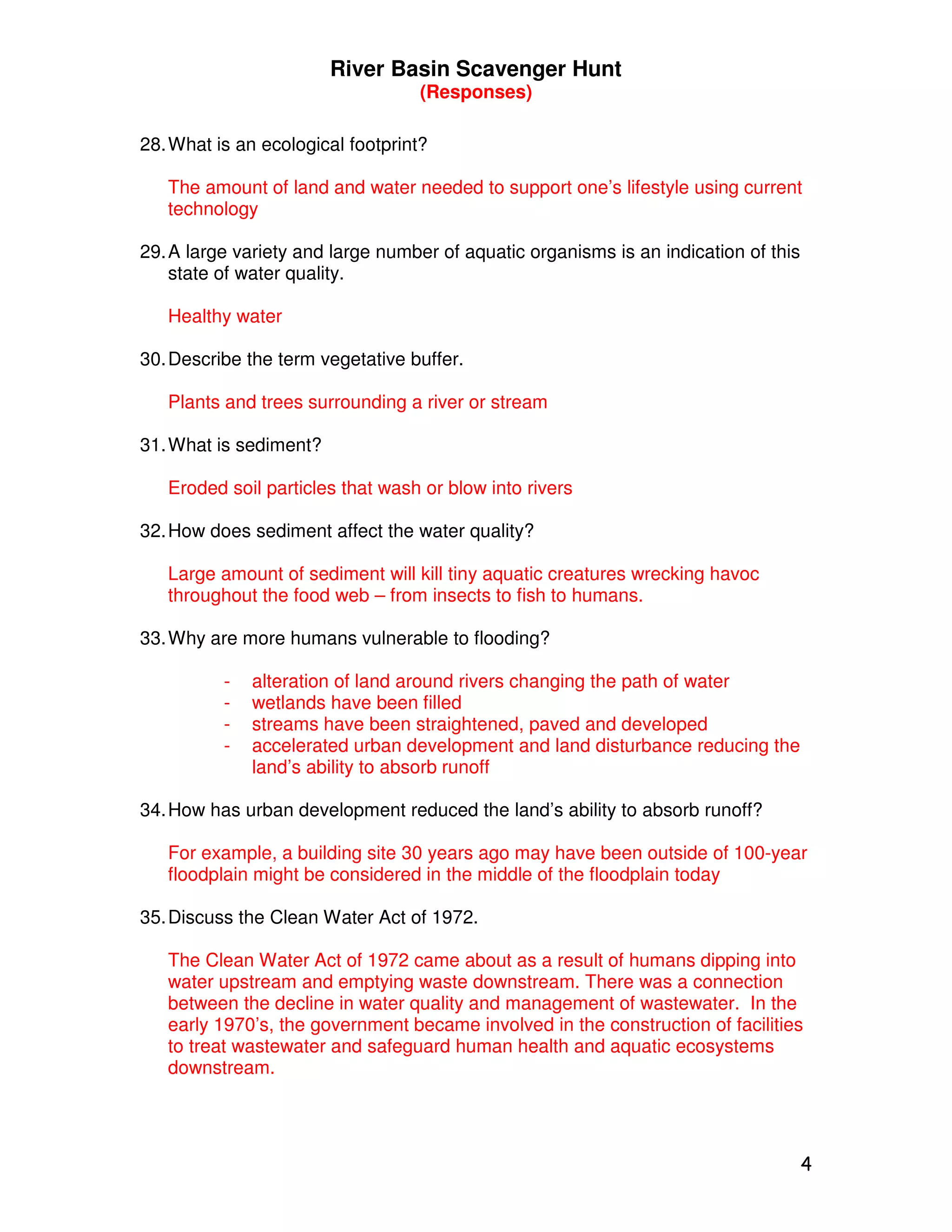 NC River Basin Scavenger Hunt with responses | PDF