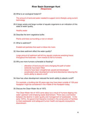 NC River Basin Scavenger Hunt with responses | PDF