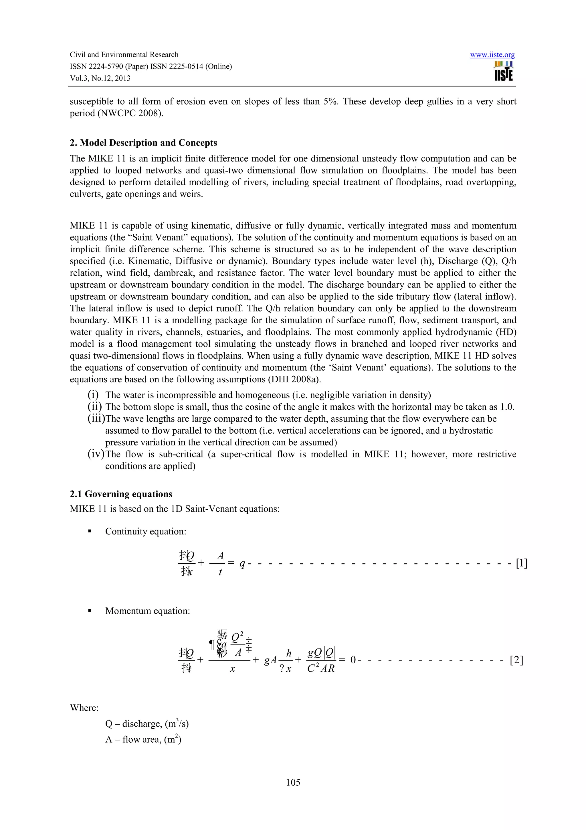 River flood modelling with mike 11 case of nzoia river (budalangi) in kenya | PDF