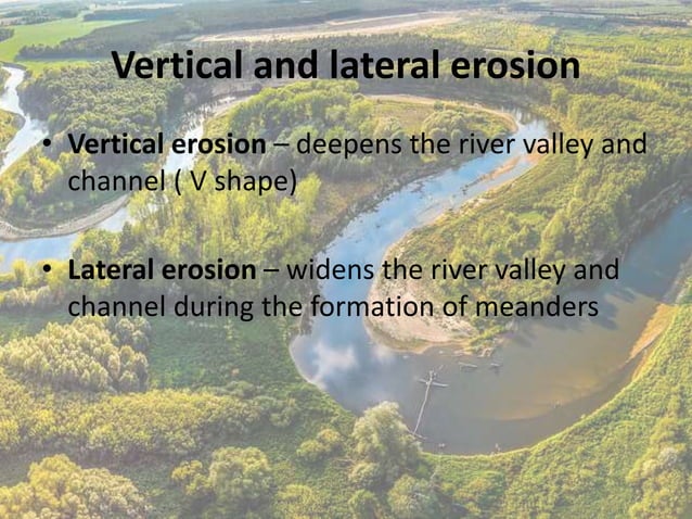 River landforms in middle and lower courses, meanders and oxbow lakes ...