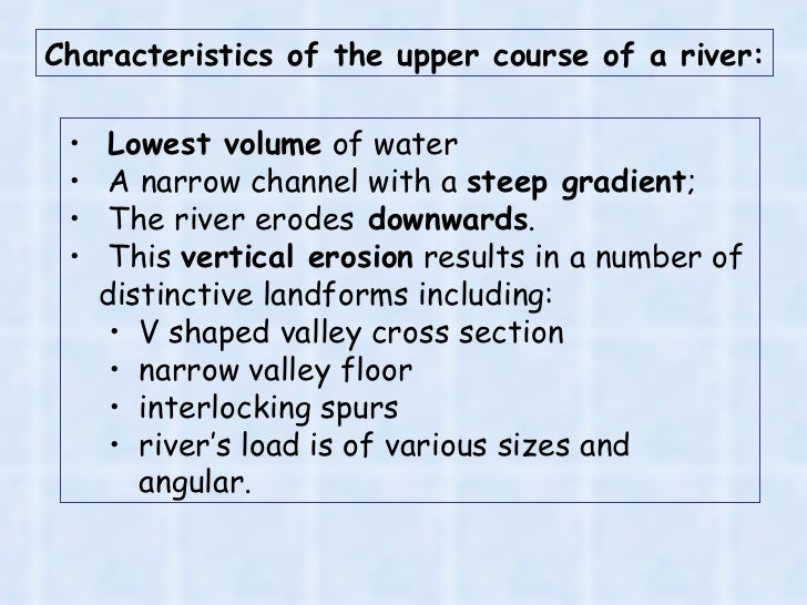 River landforms in the upper course