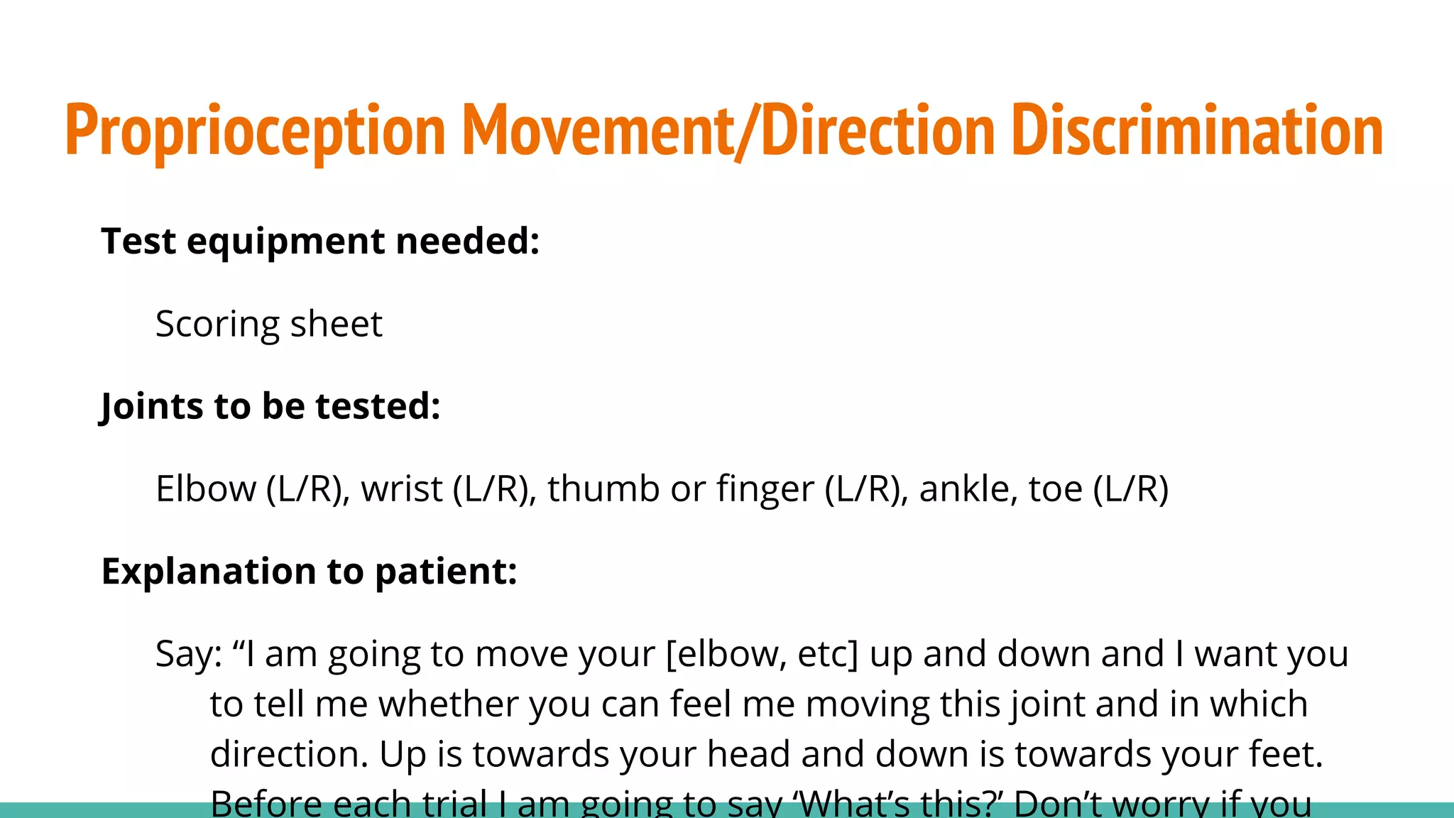 Rivermead Assessment of Somatosensory Performance | PPTX