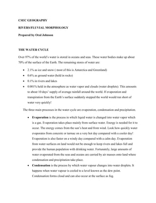 Rivers- CSEC GEOGRAPHY | PDF