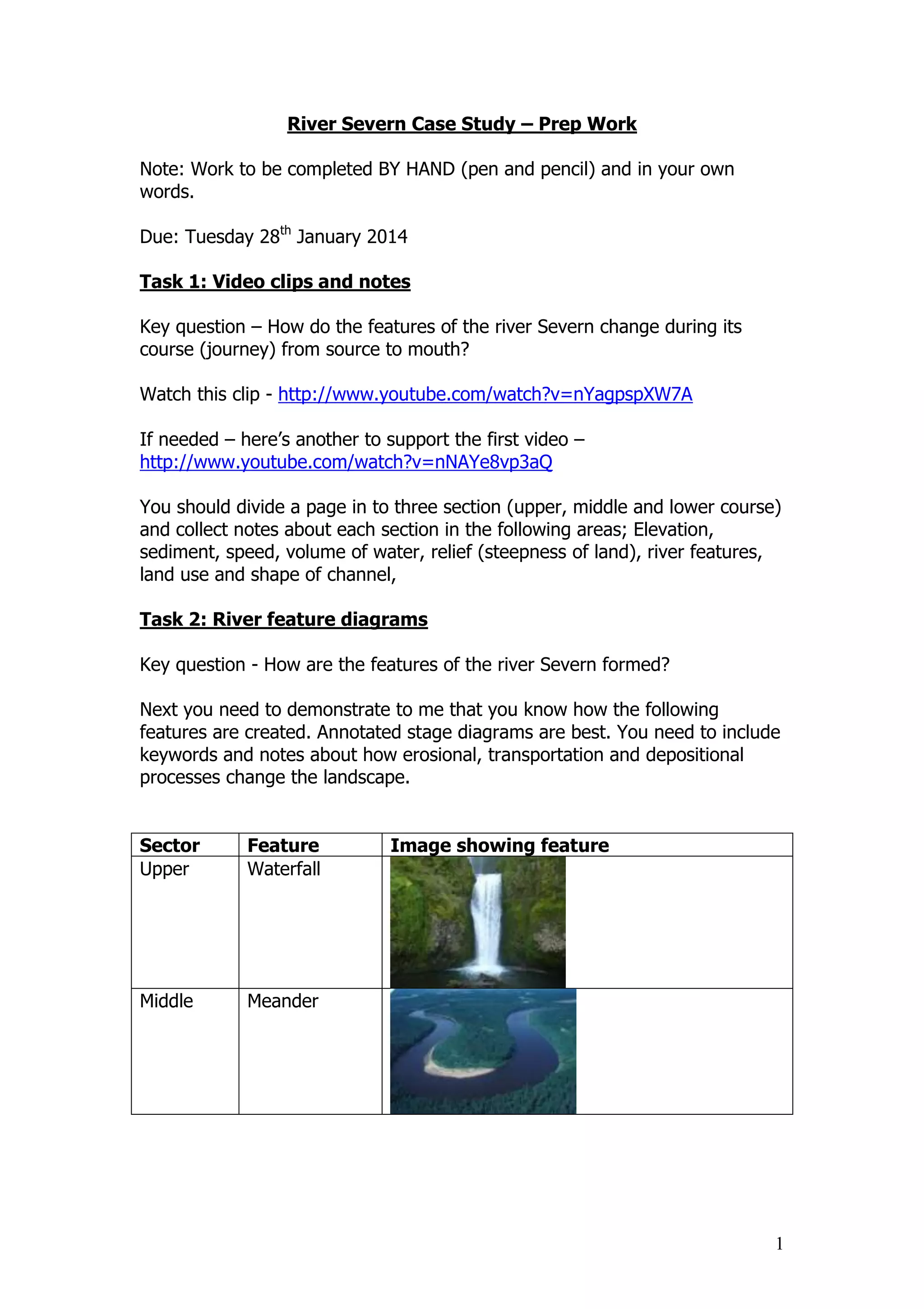 River severn case study – prep work | DOCX