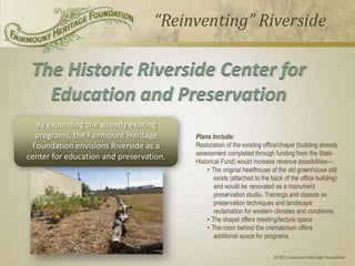 Riverside Preservation Presentation | PPTX | Landscaping | Home & Garden