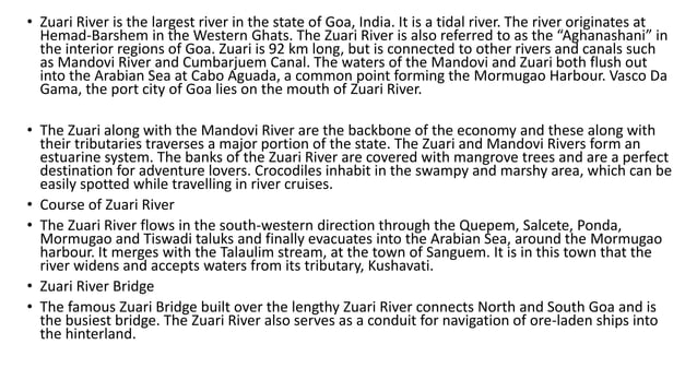 Rivers of Goa | PPTX | Africa Travel | Travel Locations