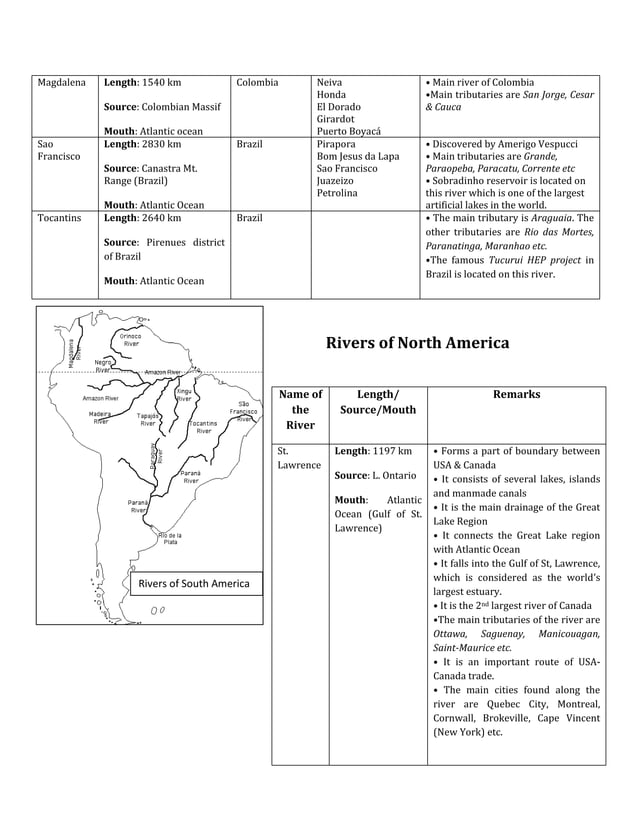 Rivers of south americaa & north america | PDF | South America Travel ...