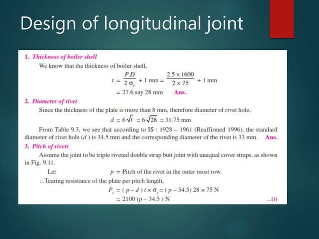 Design of Riveted joints(Boiler joints) | PPTX | Physics | Science