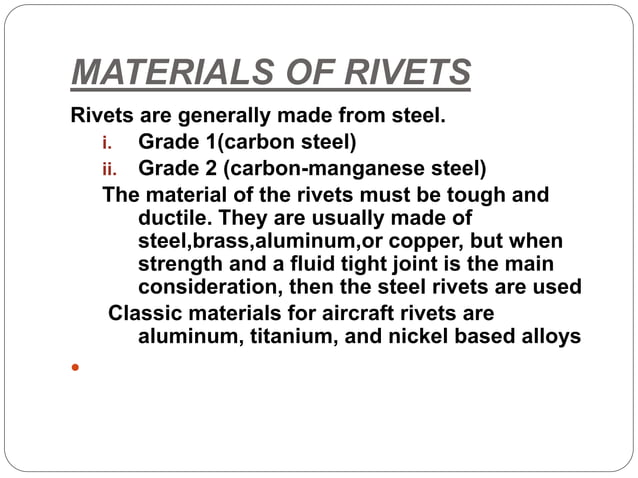Rivet joints, methods of riveting, types | PPTX | Woodworking | Arts and Crafts