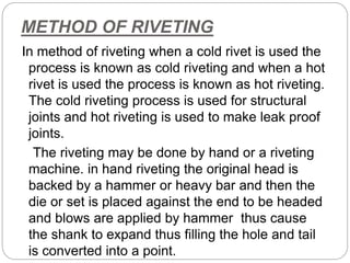 Rivet joints, methods of riveting, types | PPT