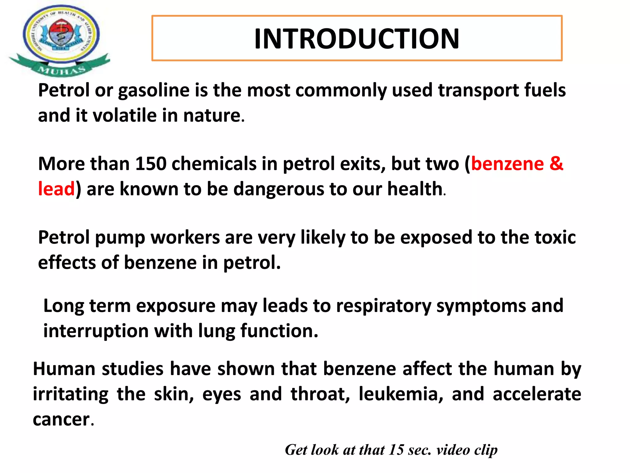 Respiratory health problems among petrol pump attendants. | PPTX