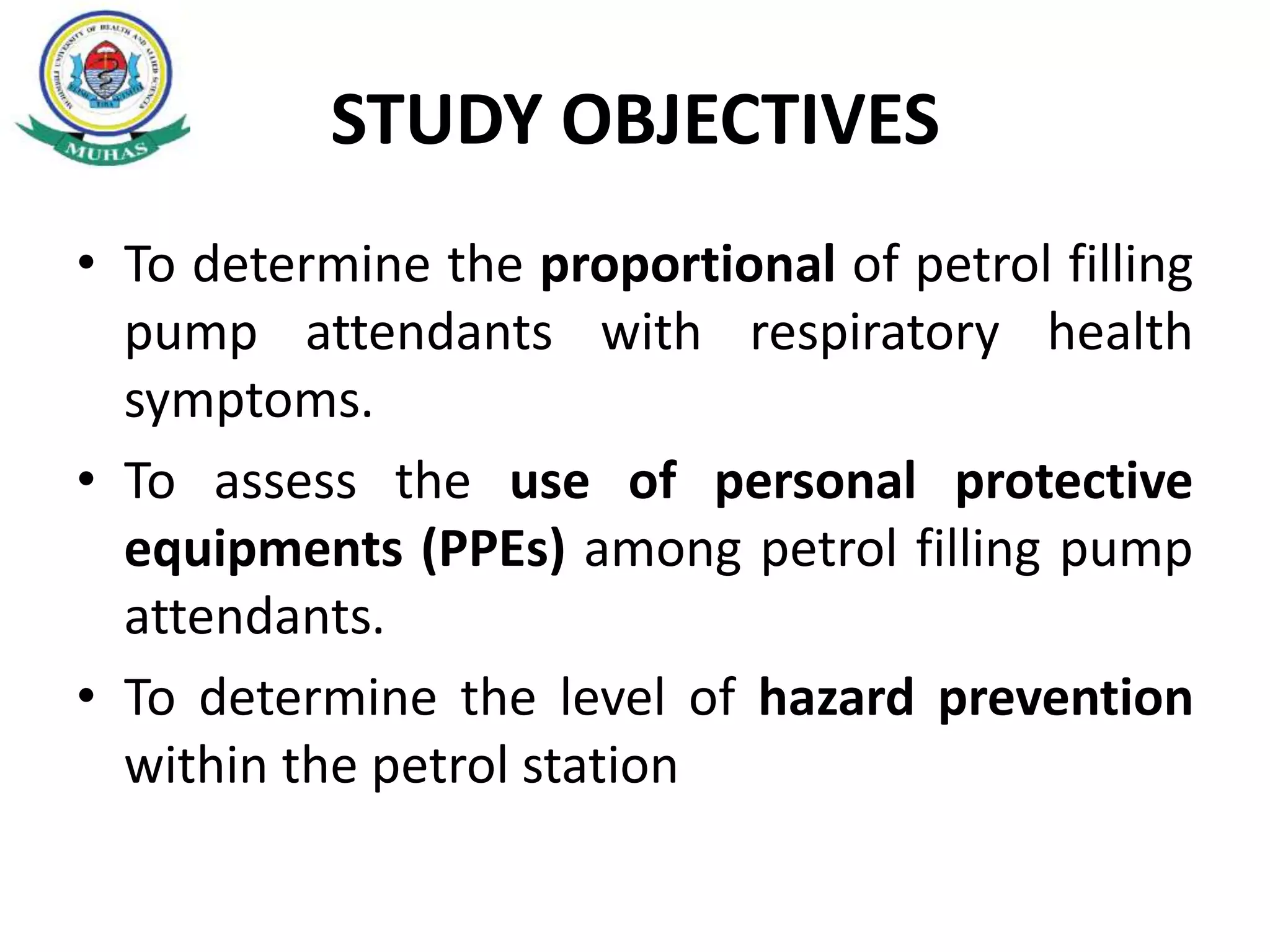 Respiratory health problems among petrol pump attendants. | PPTX
