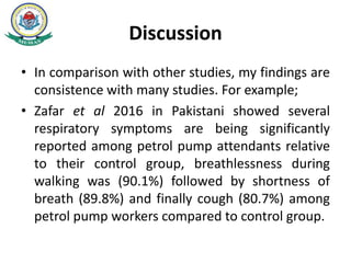 Respiratory health problems among petrol pump attendants. | PPTX