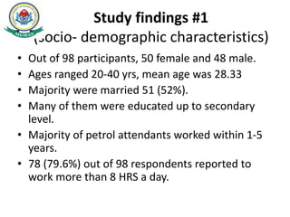 Respiratory health problems among petrol pump attendants. | PPTX