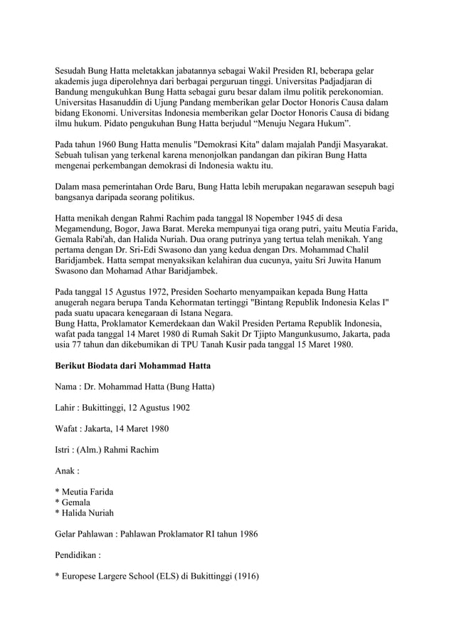 Riwayat bung hatta | PDF