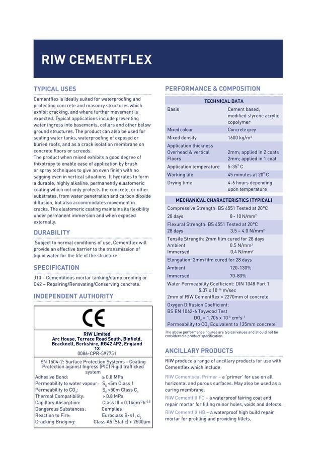 RIW Cementflex Datasheet | PDF