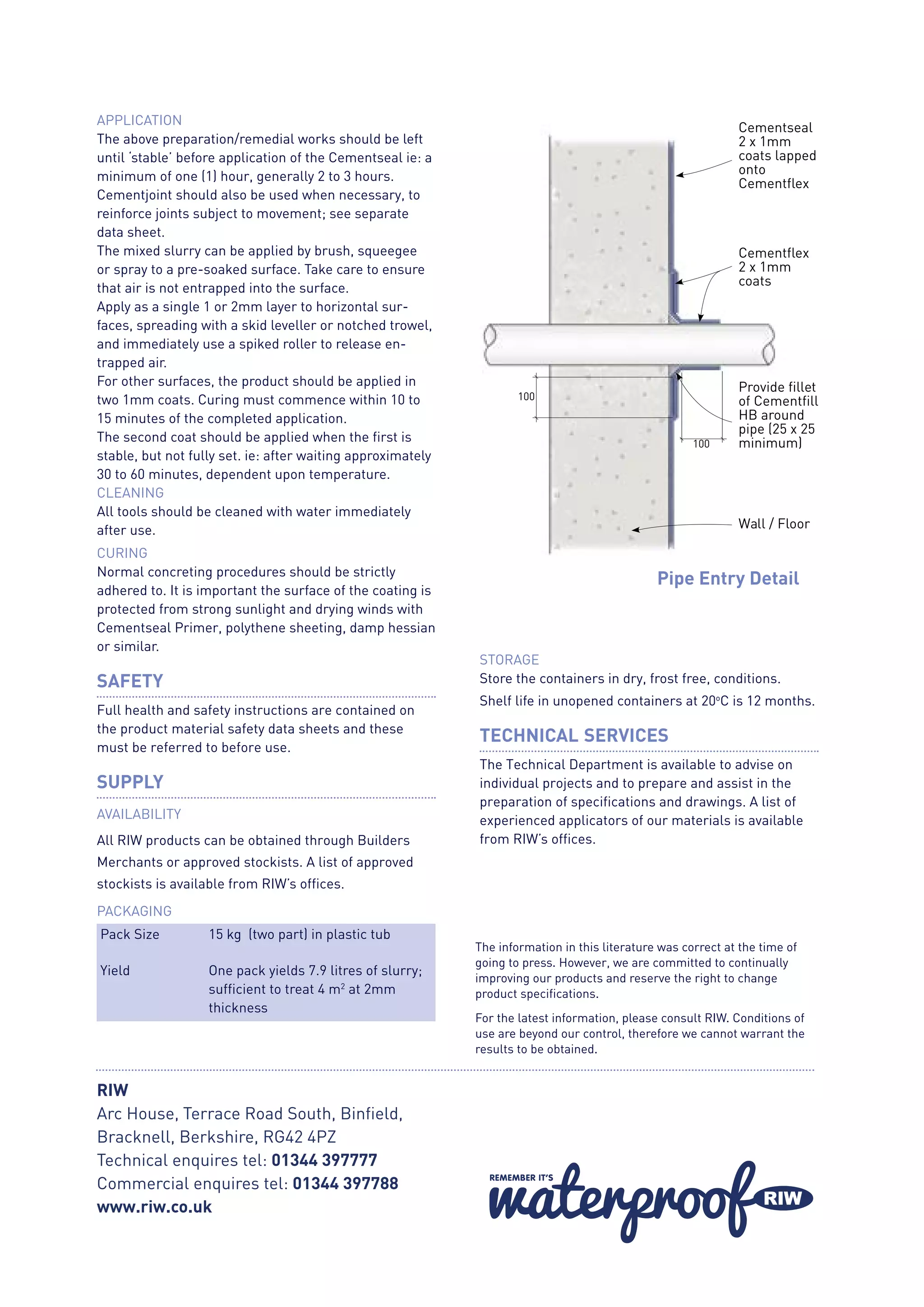 RIW Cementseal Datasheet | PDF