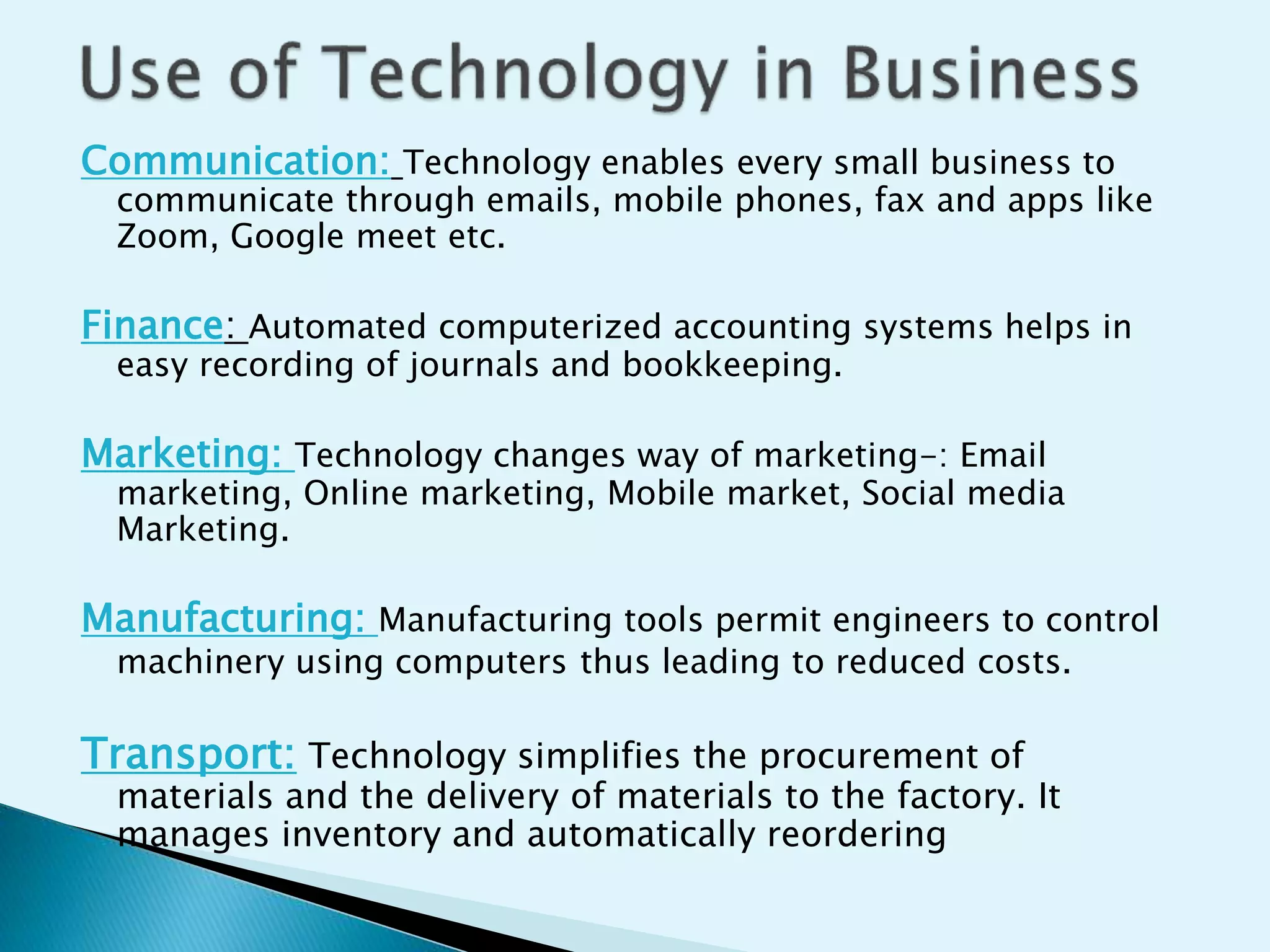 Small business and technology with examples | PPTX