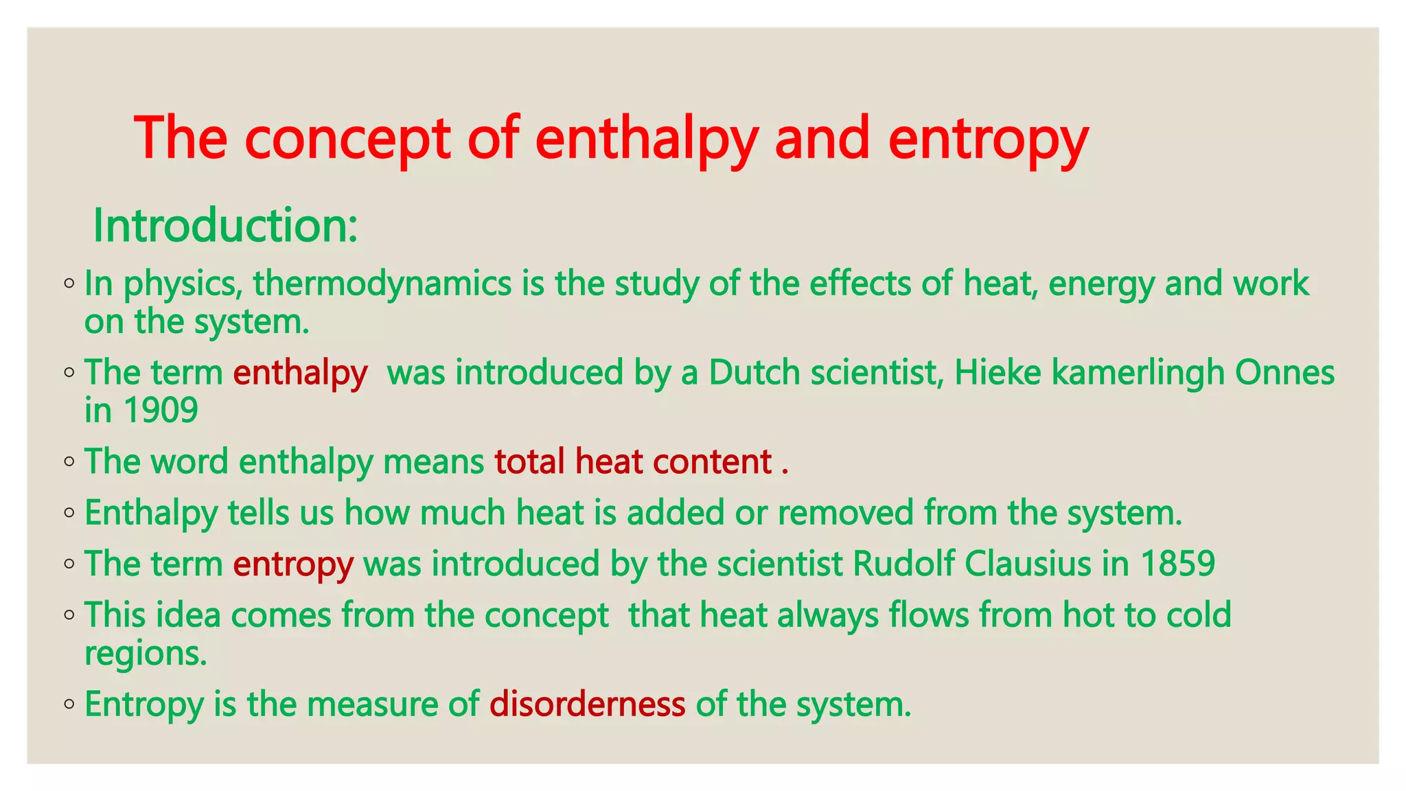 THE CONCEPT OF ENTHALPY, ENTROPY AND FREE ENERGY | PPTX