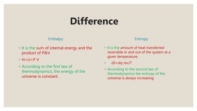 THE CONCEPT OF ENTHALPY, ENTROPY AND FREE ENERGY | PPTX | Chemistry ...