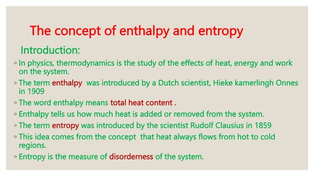 THE CONCEPT OF ENTHALPY, ENTROPY AND FREE ENERGY | PPTX | Chemistry ...