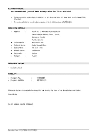 Riyaz resume | DOCX