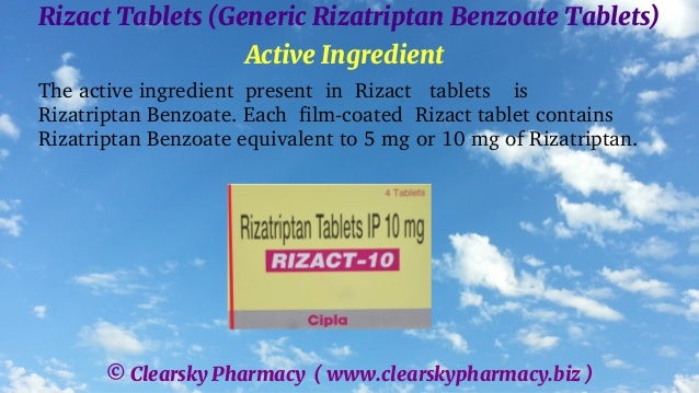 Rizact Tablets (Generic Rizatriptan Benzoate Tablets) | PPT