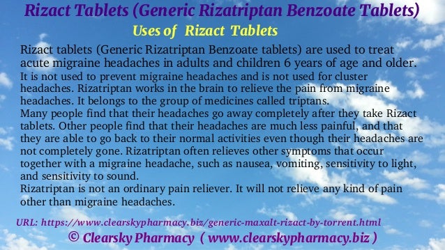 Rizact Tablets (Generic Rizatriptan Benzoate Tablets) | PPT