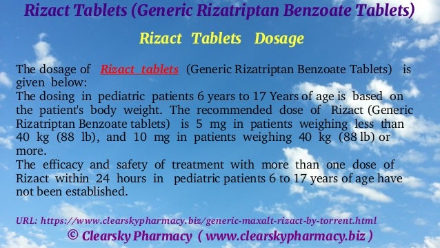Rizact Tablets (Generic Rizatriptan Benzoate Tablets) | PPT