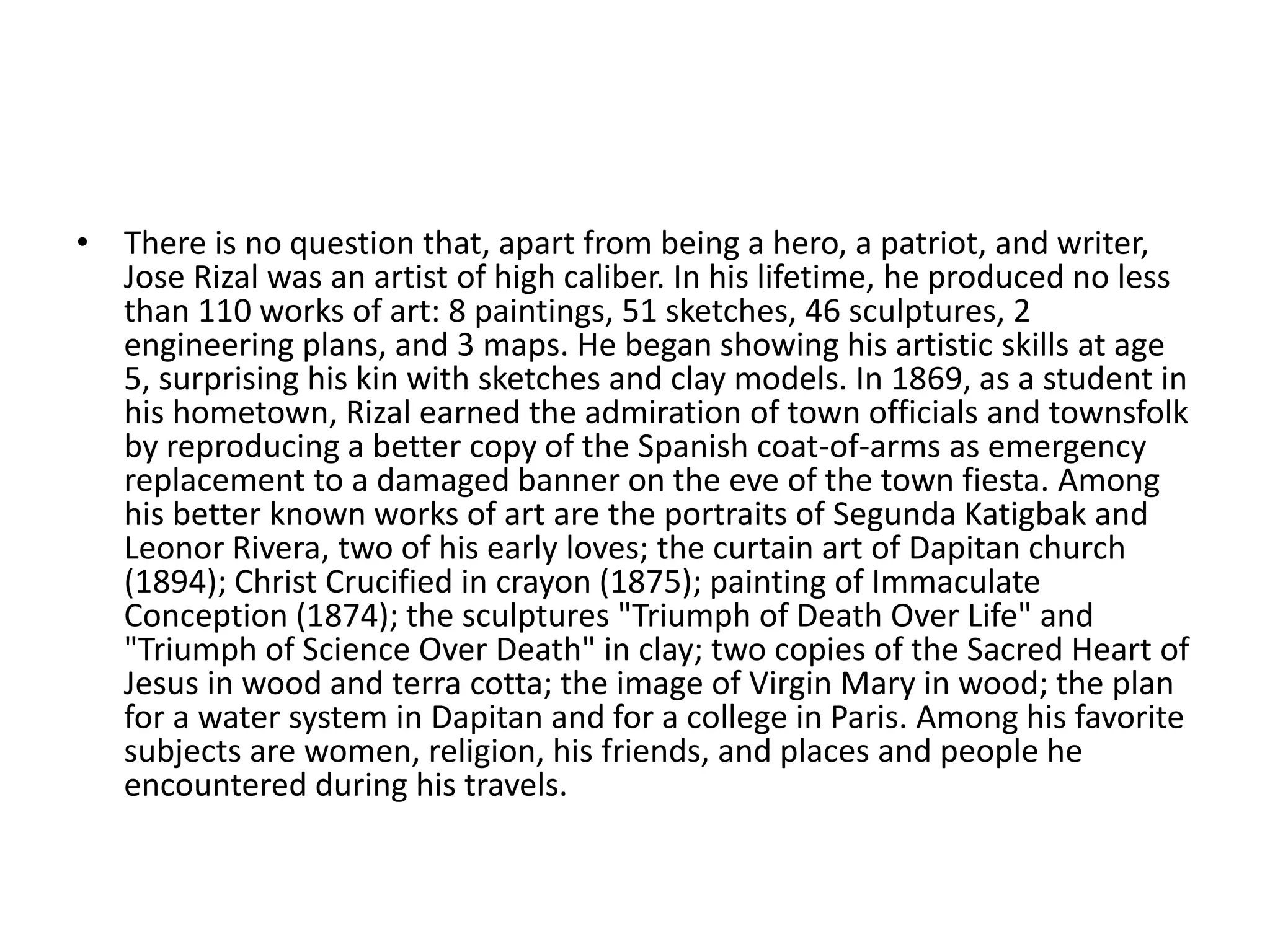 Rizal as an artist | PPTX