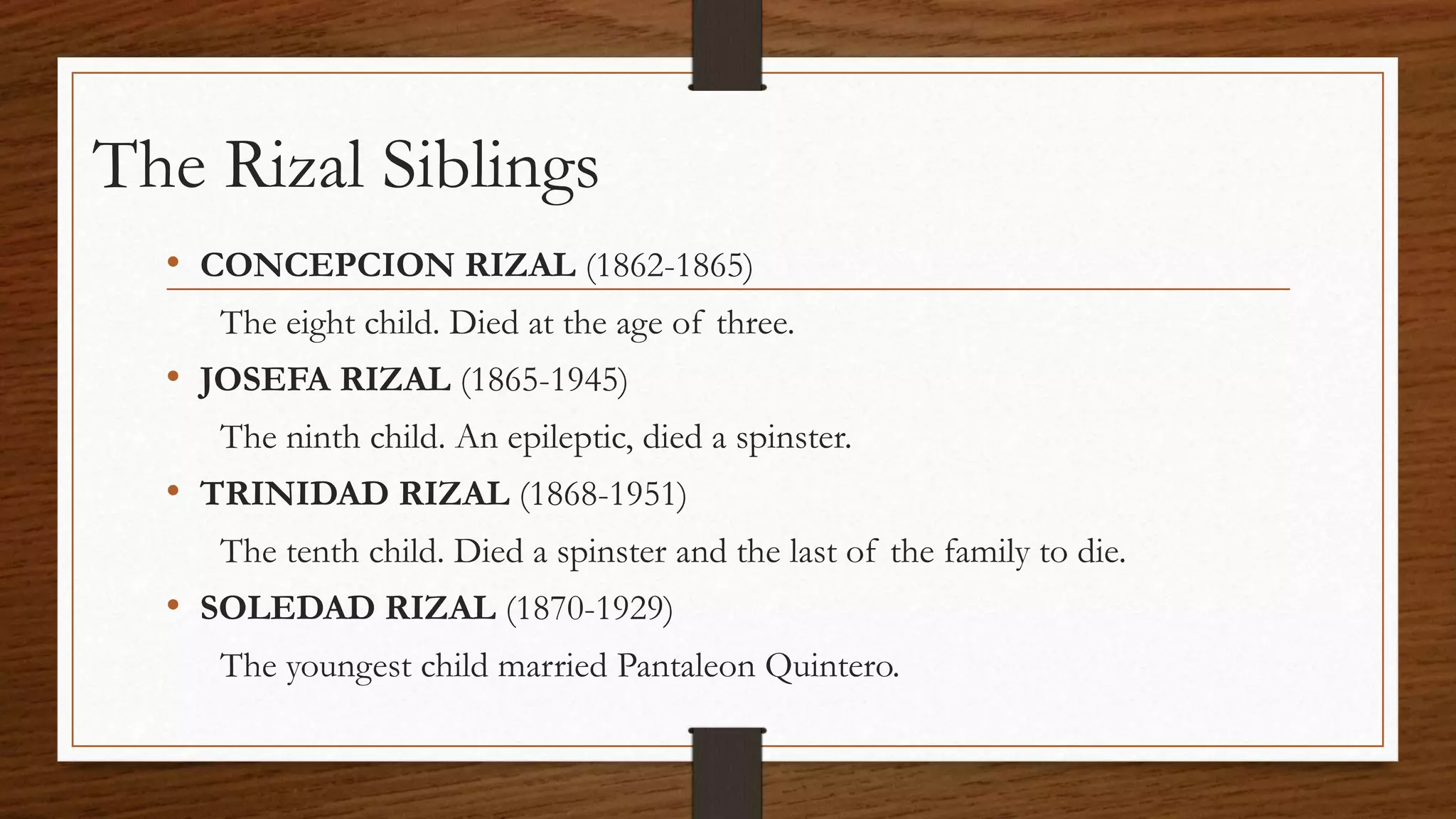 Dr. Jose Rizal's Family | PPTX