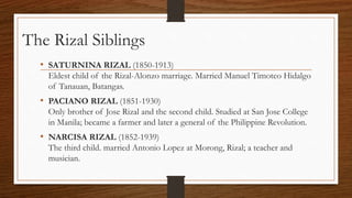 Dr. Jose Rizal's Family | PPTX