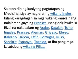 Grade 9 Filipino - Ikaapat na Markahan- Rizal | PPTX