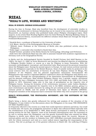 RIZALS LIFE AND WORK EDUCATION FIRST YEAR | DOCX