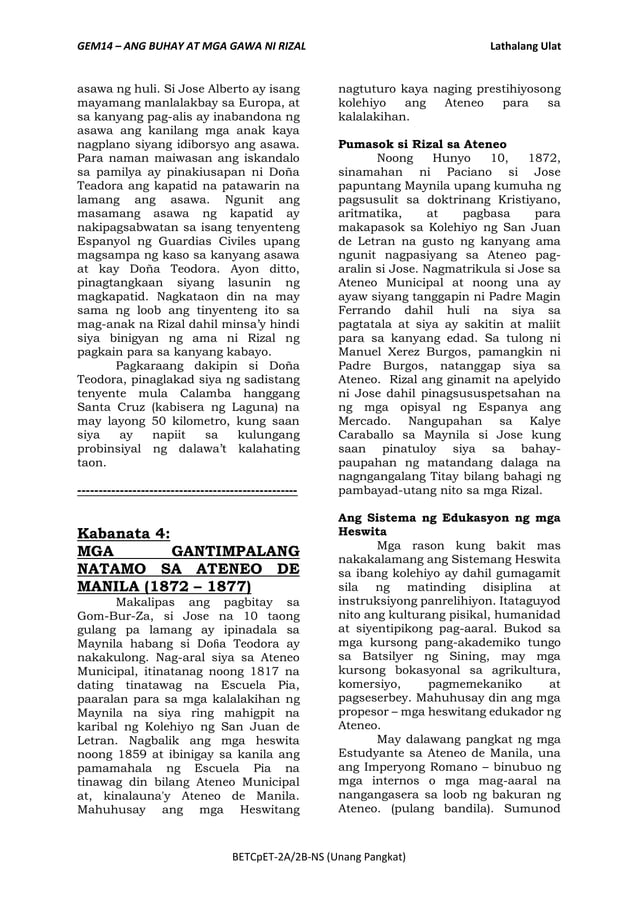 Ang Buhay at mga Gawa ni Rizal (Life and Works of Rizal)