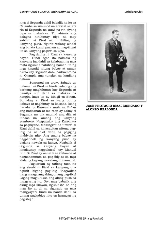 Ang Buhay at mga Gawa ni Rizal (Life and Works of Rizal)