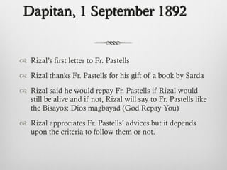 Rizal Pastells Correspondence | PPT