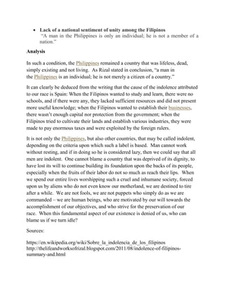 The indolence of the Filipinos | PDF