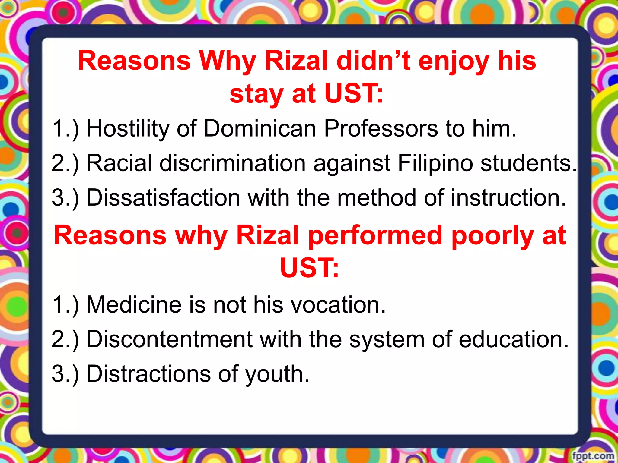Rizal in ateneo de manila and UST | PPTX