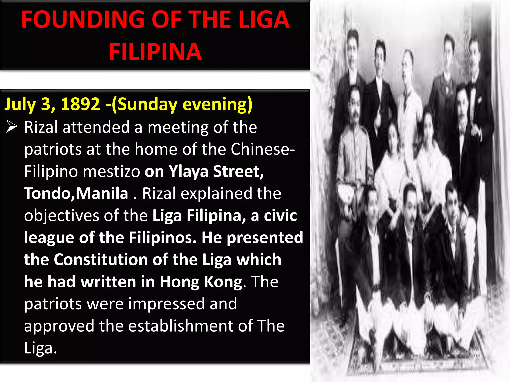 Rizal chapter 21- THE SECOND HOMECOMING AND LA LIGA FILIPINA | PPTX