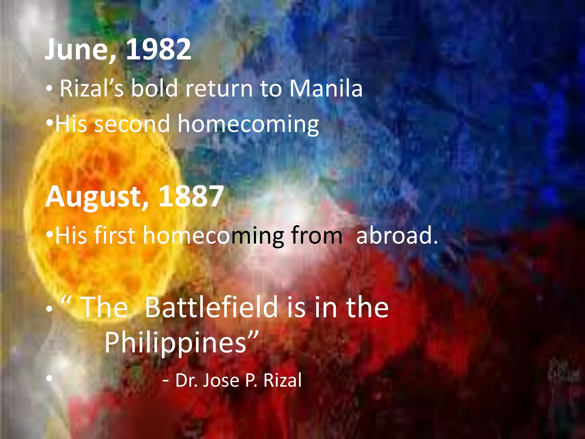 Rizal chapter 21- THE SECOND HOMECOMING AND LA LIGA FILIPINA | PPTX