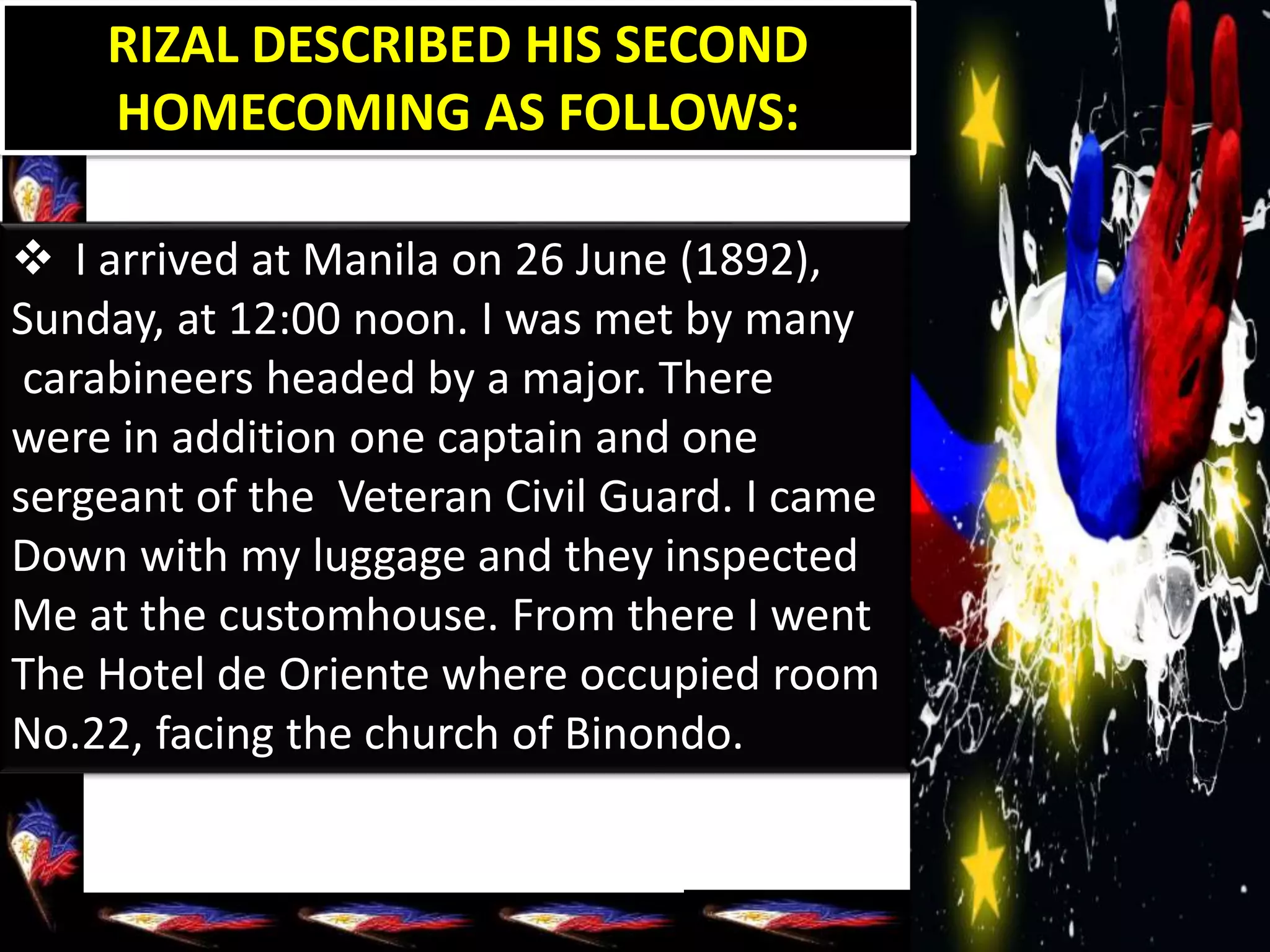 Rizal chapter 21- THE SECOND HOMECOMING AND LA LIGA FILIPINA | PPTX