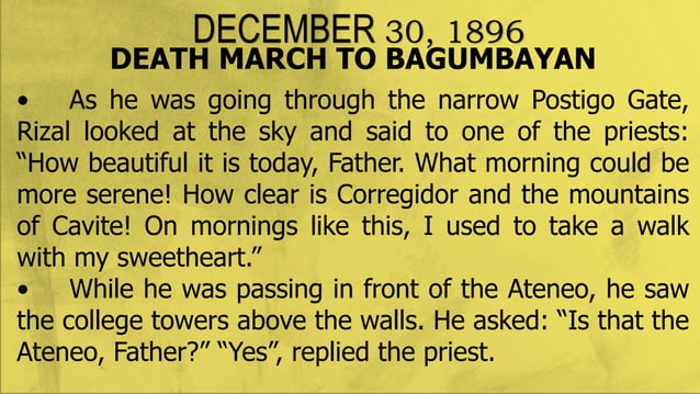 RIZAL'S MARTYRDOM AT BAGUMBAYAN | PPTX | Christianity | Religion ...