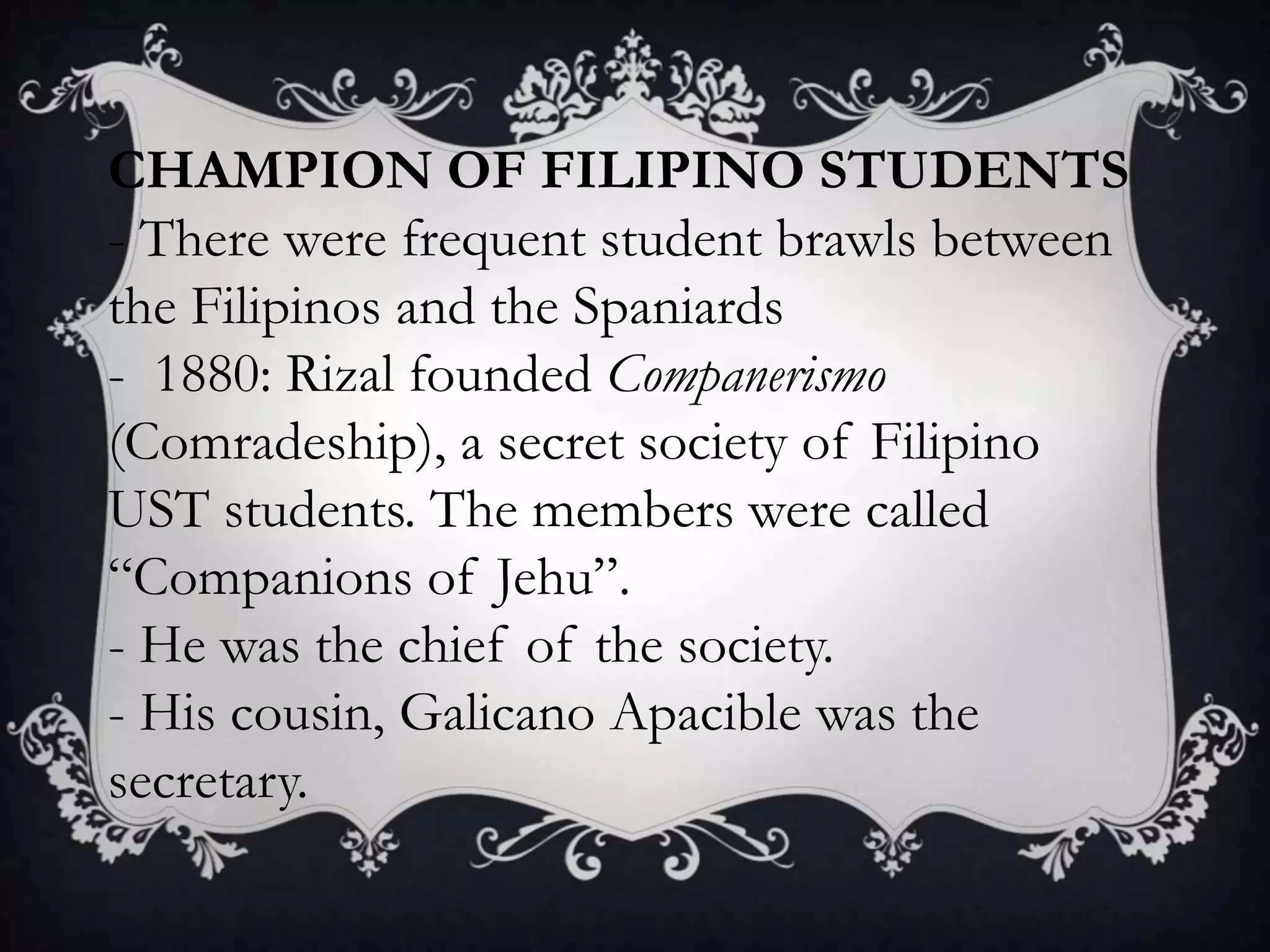 Rizal's life in UST | PPTX