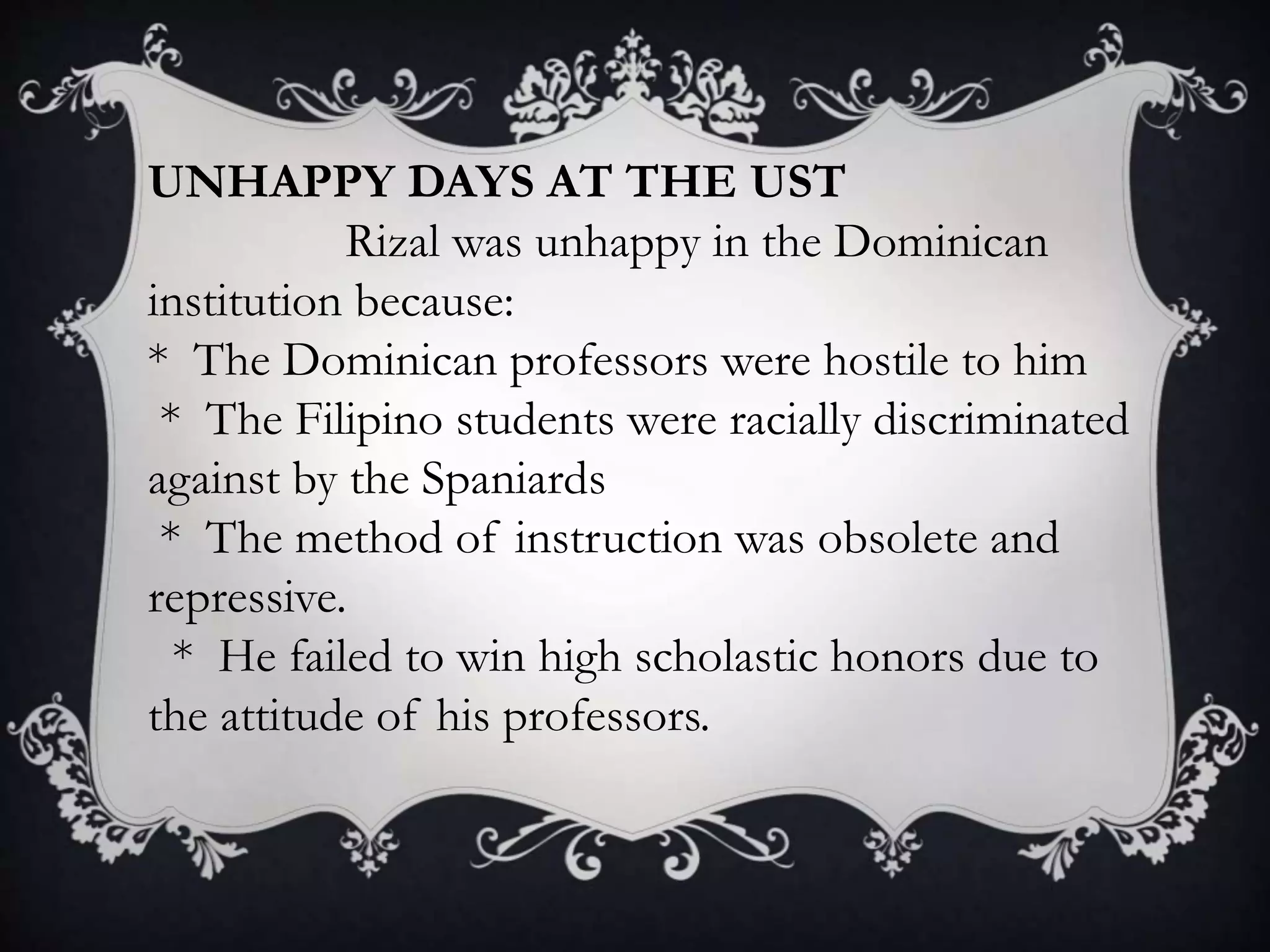Rizal's life in UST | PPTX
