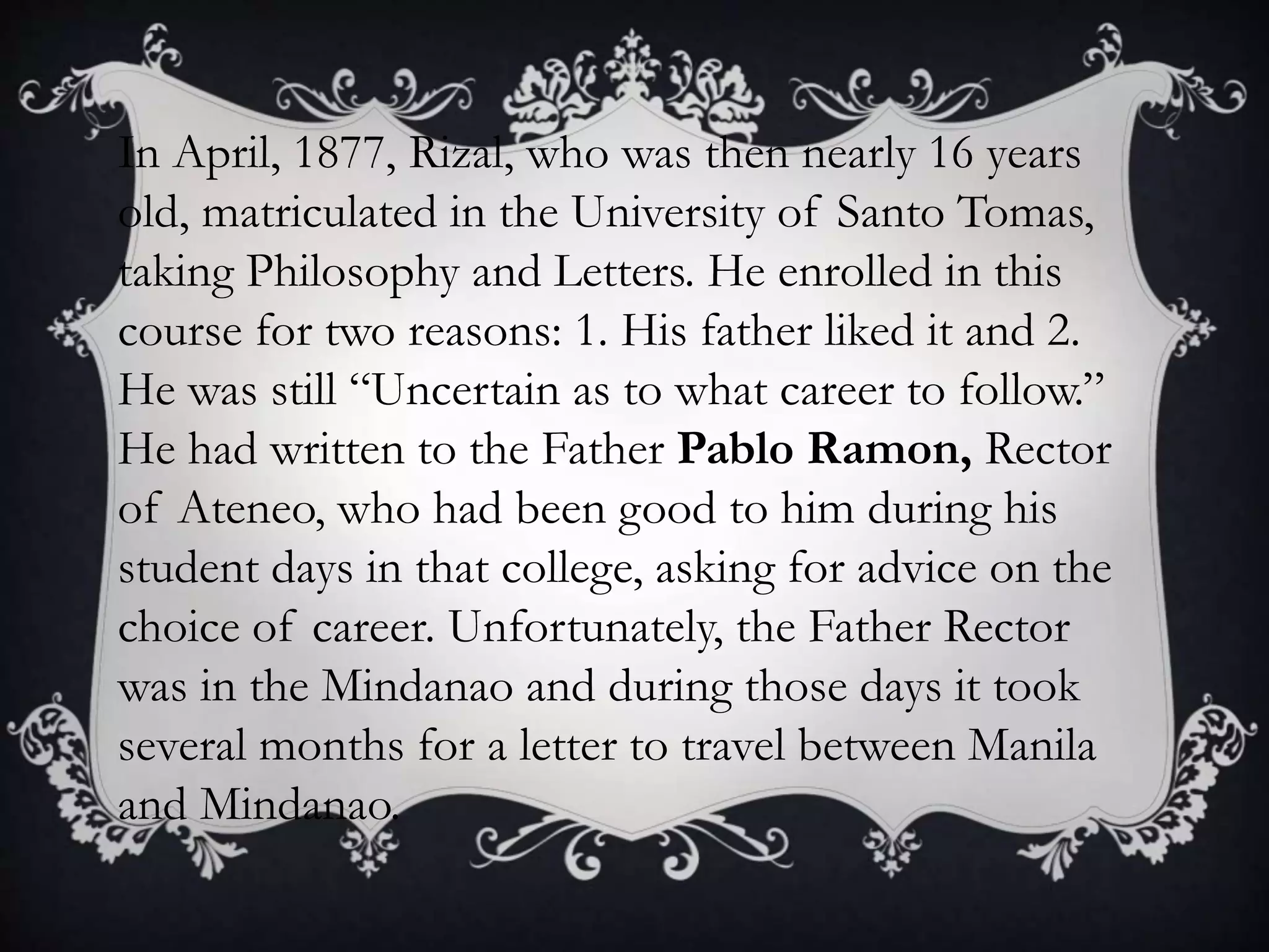 Rizal's life in UST | PPTX