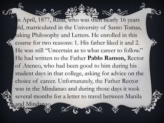 Rizal's life in UST | PPTX