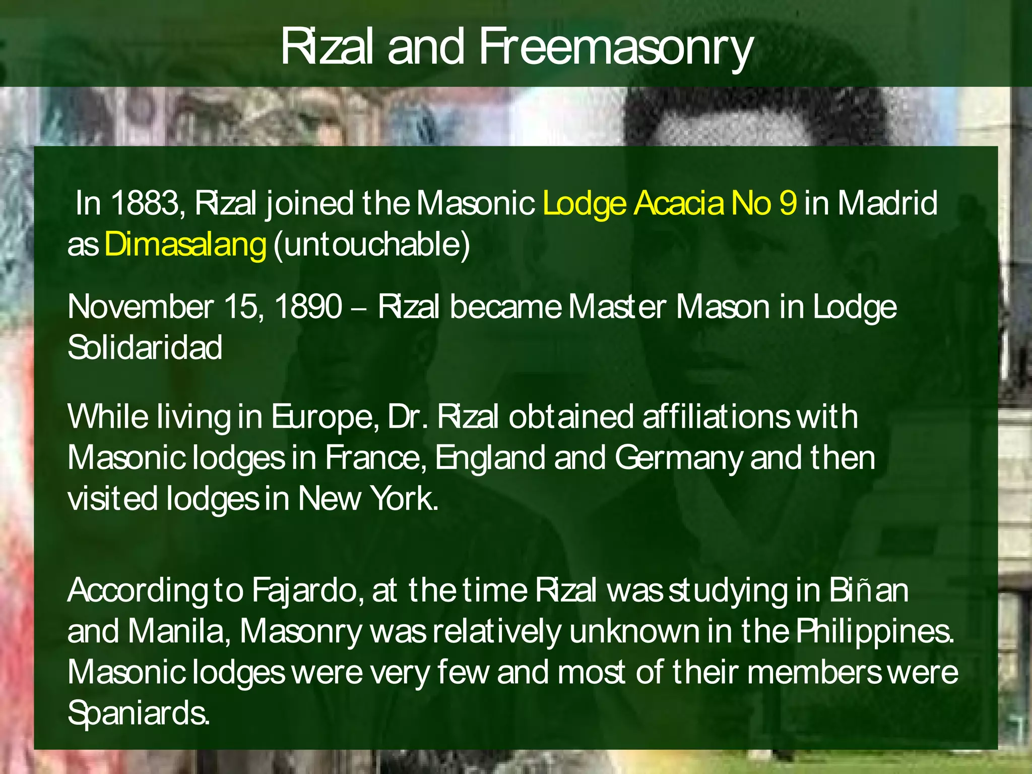 Jose Rizal, The Revolution and the Freemasonry | PDF